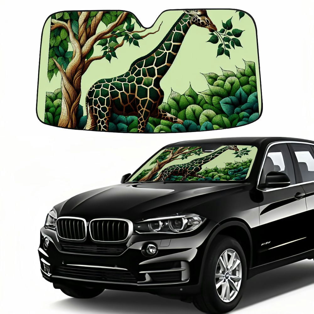 Awypu Jungle Animals Lion Giraffe Windshield Sun Shade Protector Blocks ...
