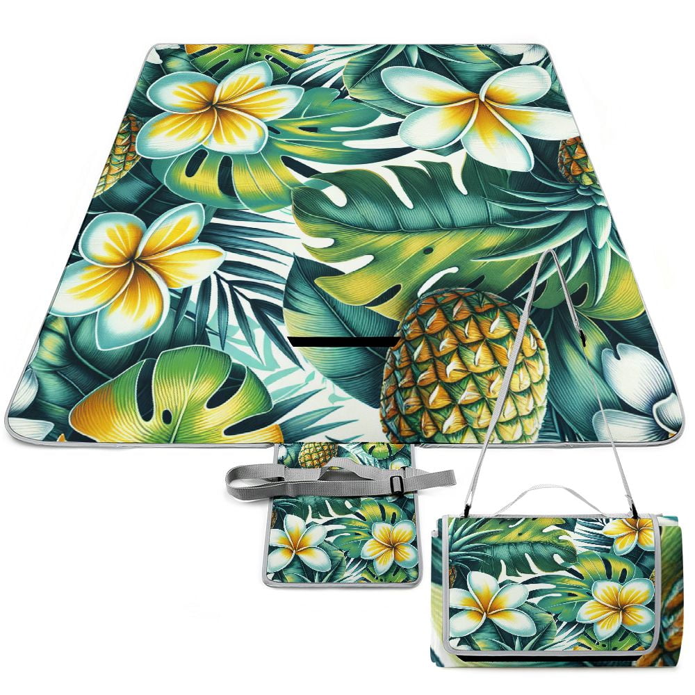 Awypu Leaf Hawaiian Pineapples Tropical Palm Leaves Flowers Square ...