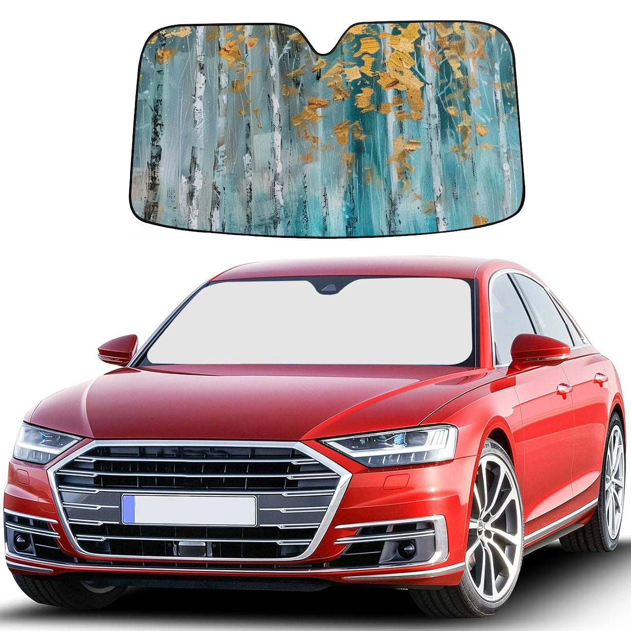 Awypu Modern Forest Paintings with Gold Foil Contemporary Landscape ...