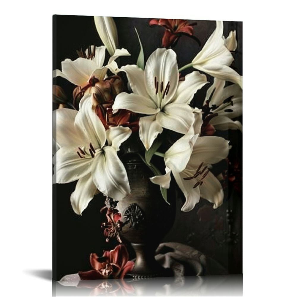 Awypu Modern Wall Decoration Black and White lilies Flowers Posters ...