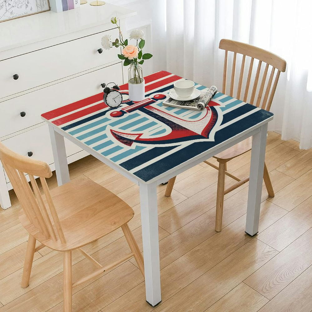 Awypu Nautical Anchor Navy Blue Stripes with Red Ocean Sea Sailing ...