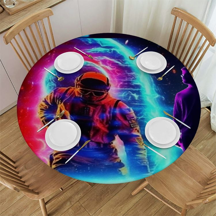 Awypu Neon Light Round Tablecloth 100% Polyester Fiber - Festive Home ...