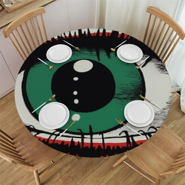 Awypu Red Green Eye Round Fitted Tablecloth with Elastic Edge Fitted ...