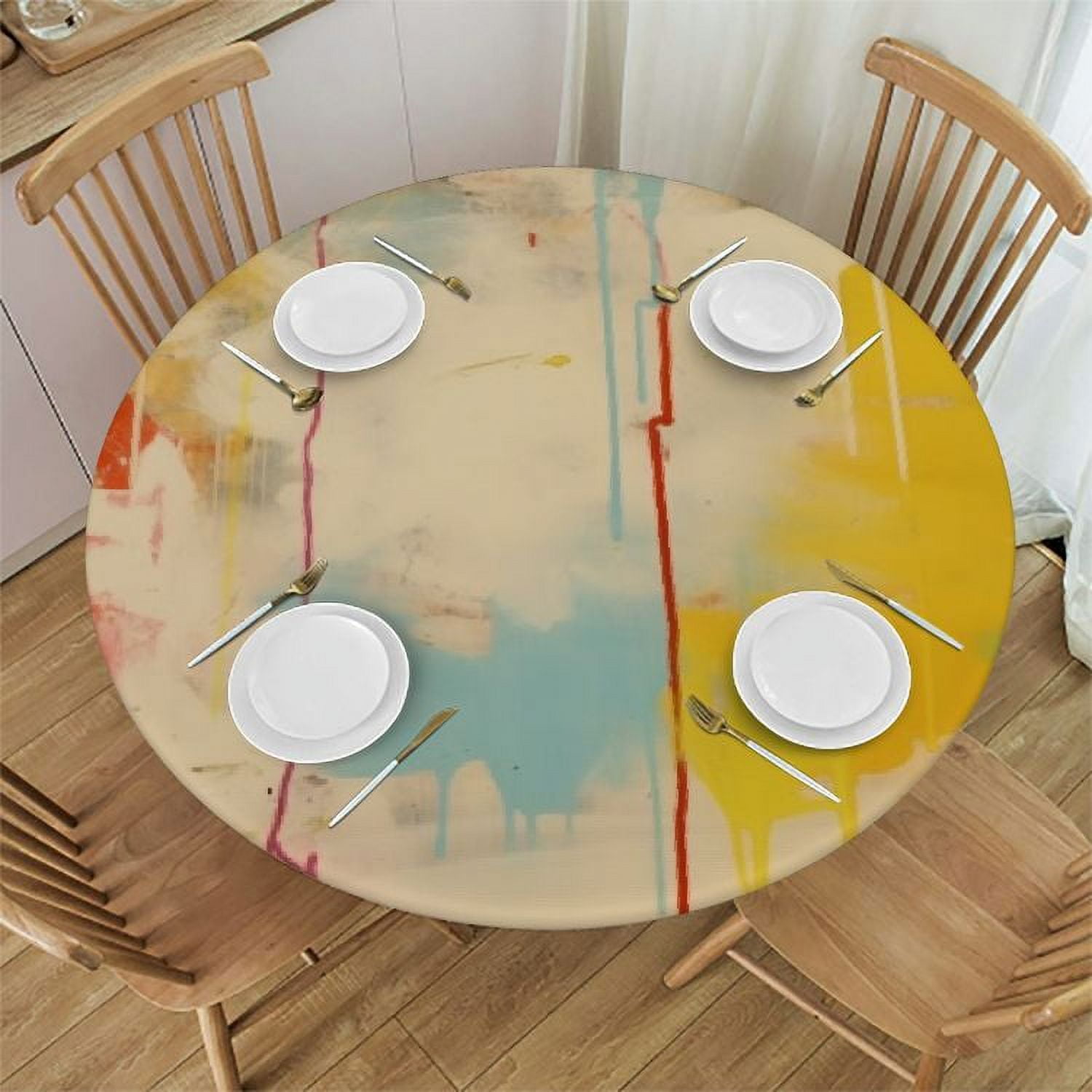 Awypu Round Fitted Tablecloth Art Painting Graffiti Vintage Table Cloth ...