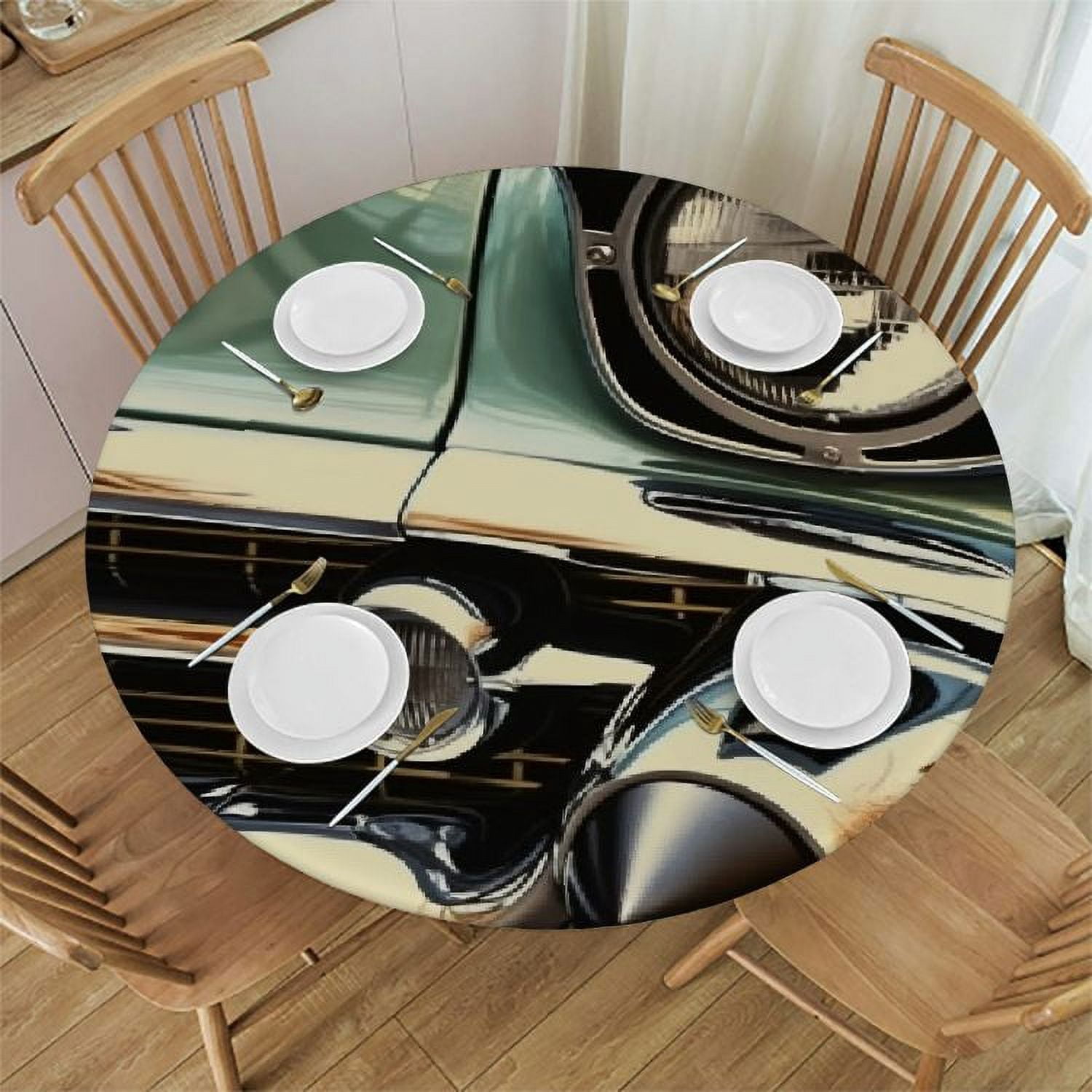 Awypu Round Tablecloth, 1950s Tablecloth for Side Table, Classic Car ...