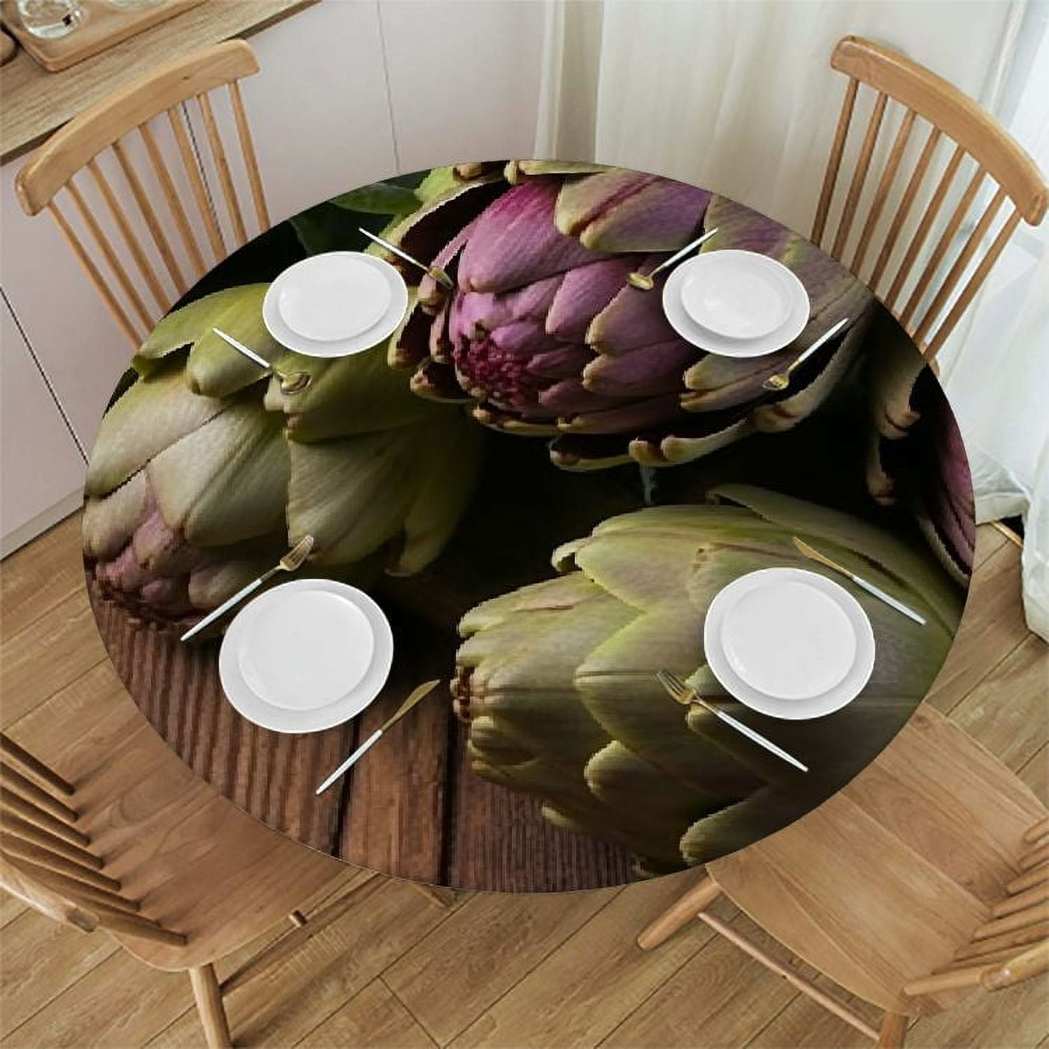 Awypu Round Tablecloth, Artichoke Tablecloth for Side Table, Fresh ...