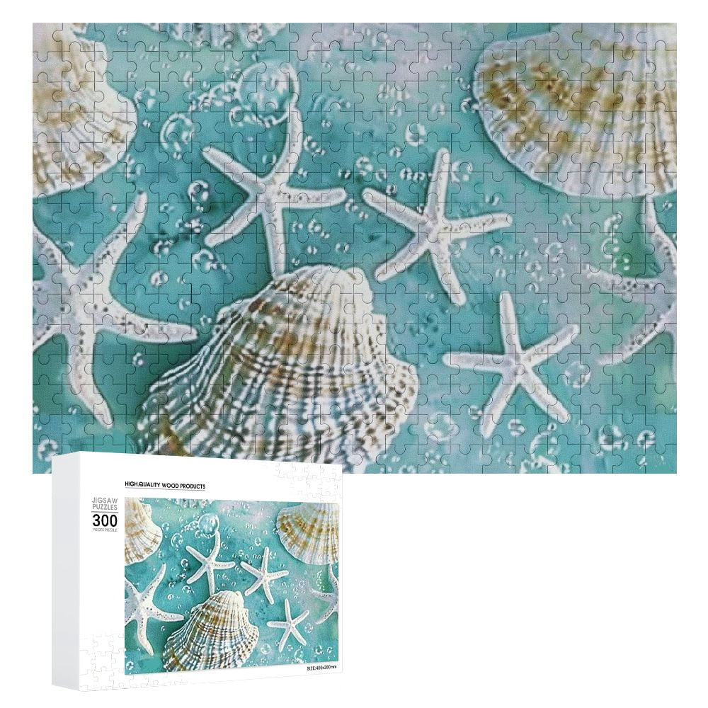 Awypu Shells Starfish Ocean Wooden Jigsaw Puzzle - Impossible Wooden ...