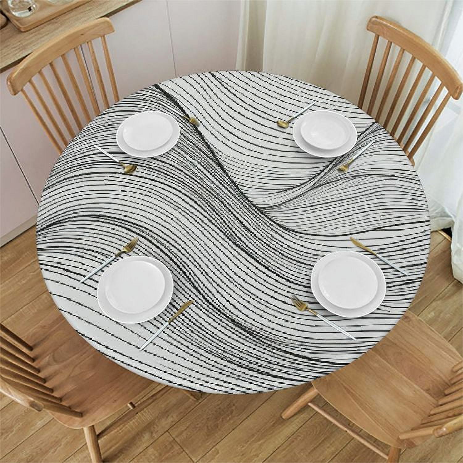 Awypu Small Round Tablecloth, Dark Grey Washable Polyester Table Cloth ...