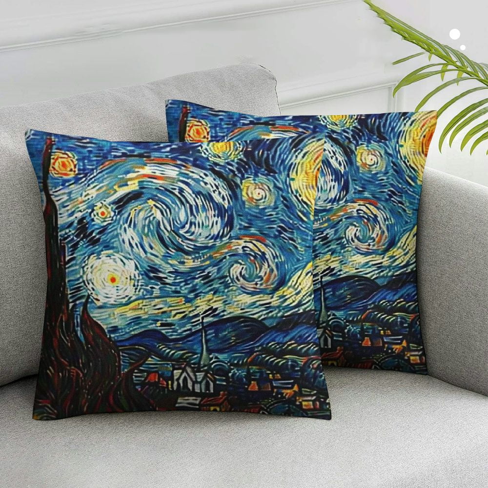 Awypu Van Gogh Throw Pillow Cover Classic Arts Starry Night Farmhouse ...