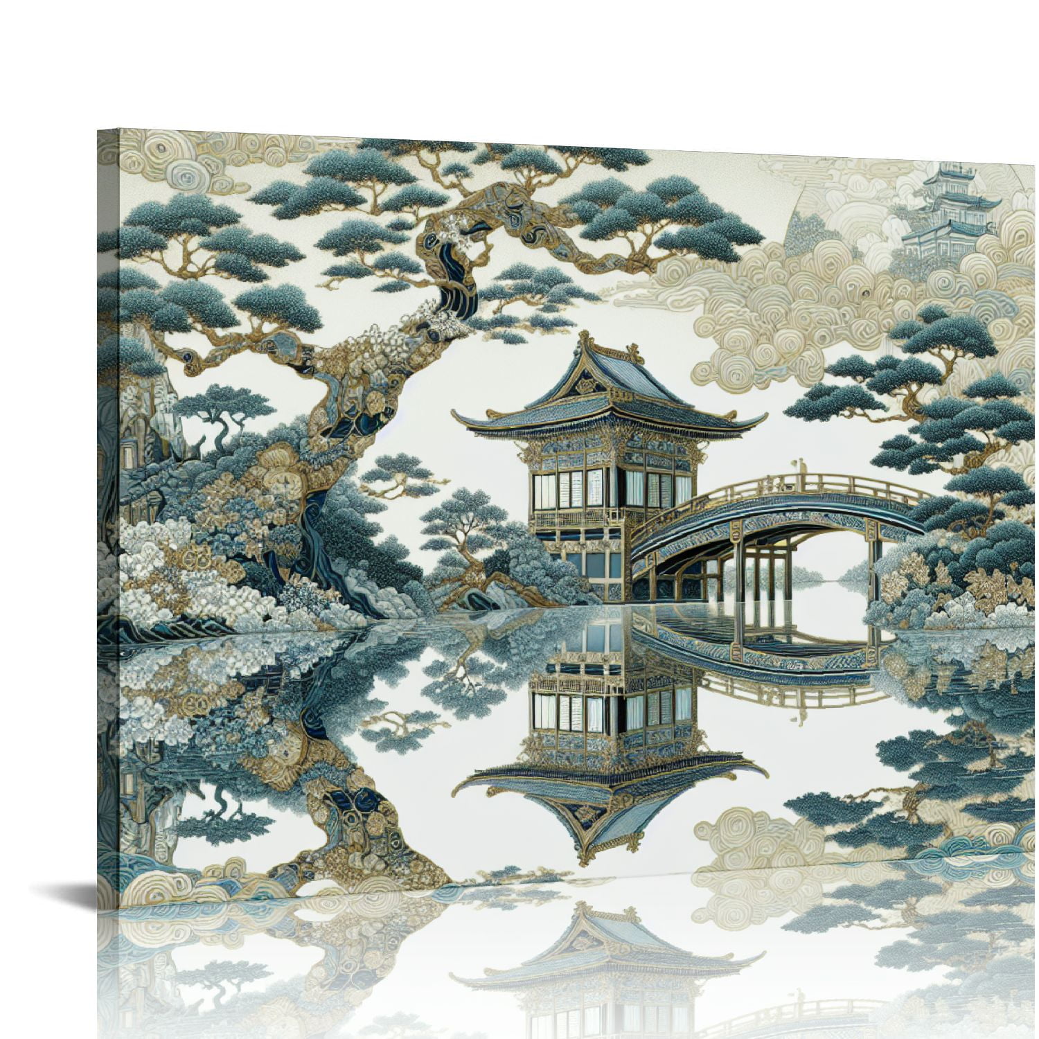 Awypu Wall Art Canvas ,Chinoiserie Blue And White Porcelain Chinese ...