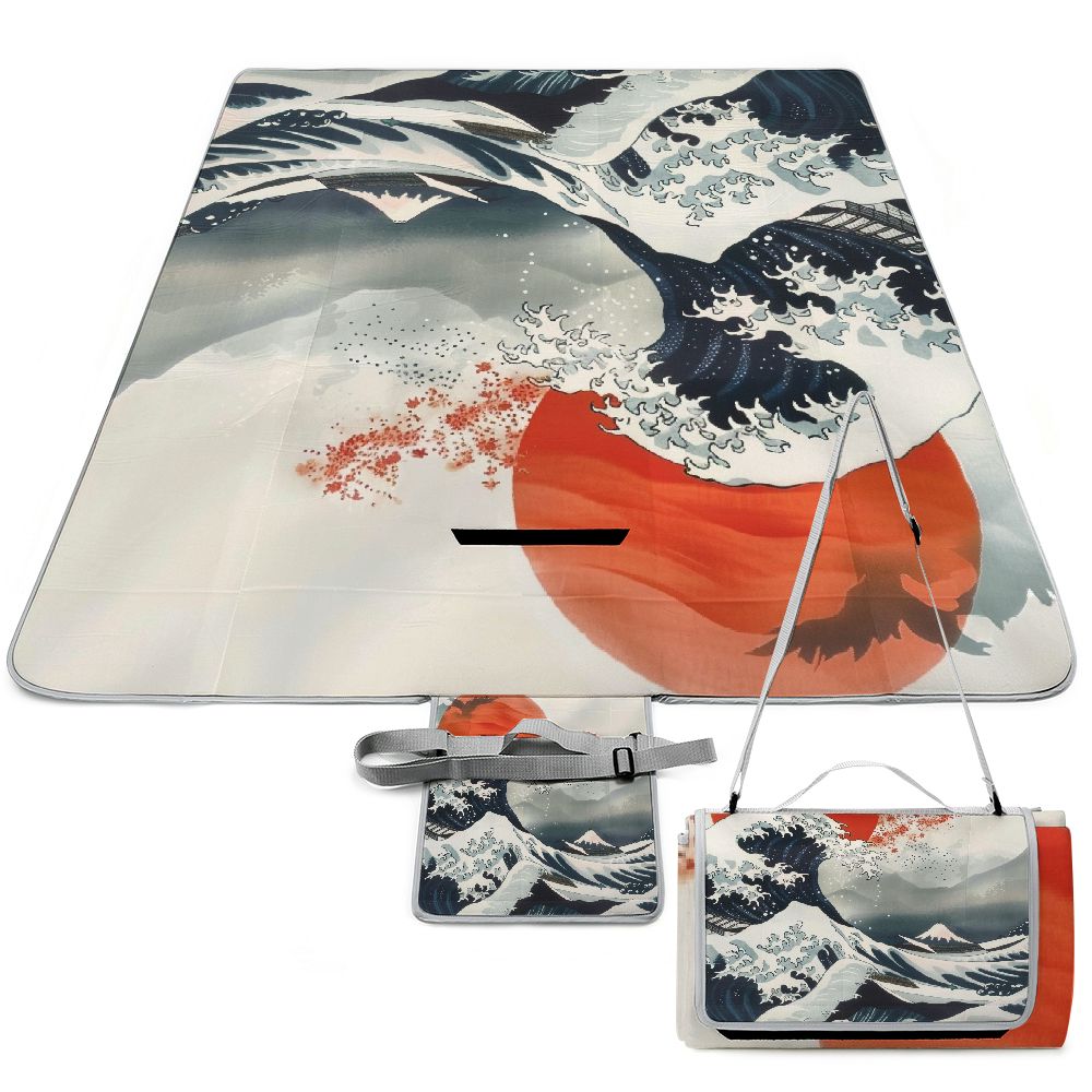 Awypu Wave Red Sun Square Outdoor Picnic Mat Sand Proof and Waterproof ...