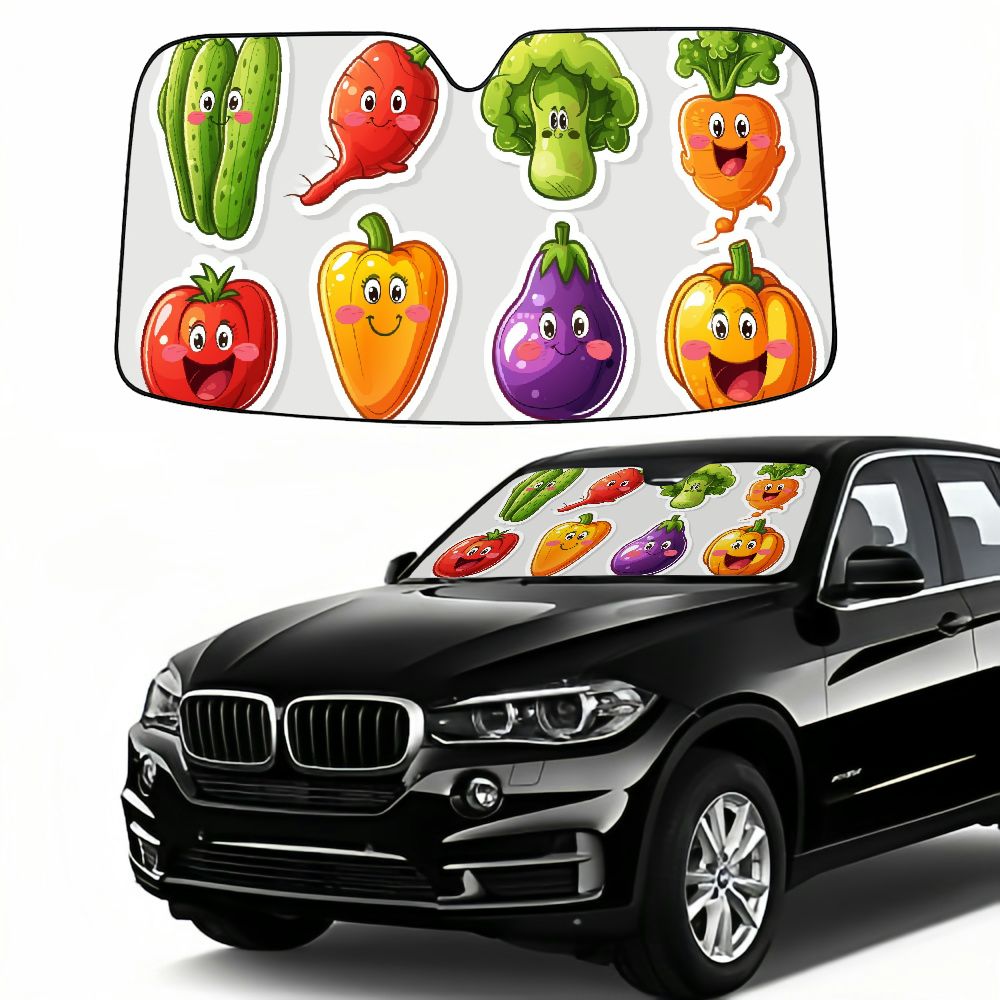 Awypu Windscreen Sun Visor - Cartoon Vegetable Design - Universal Fit ...