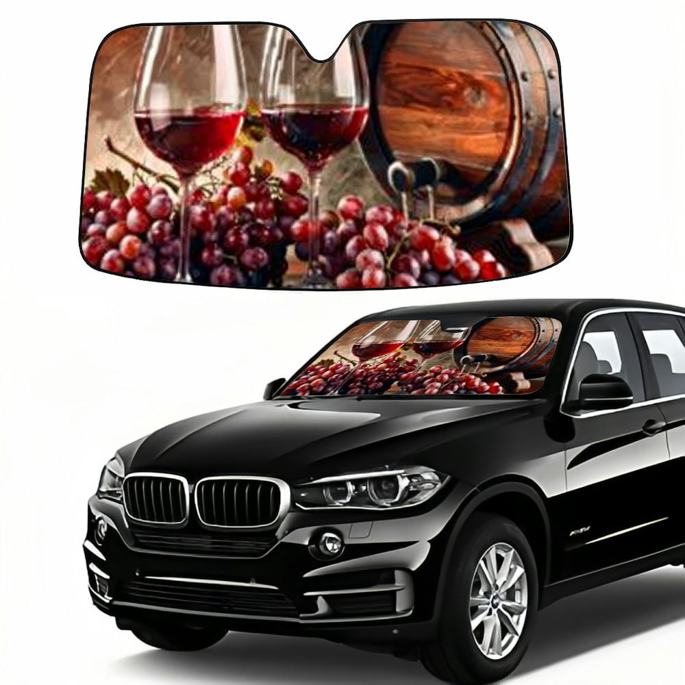 Awypu Wine Glasses Grapes Barrel Funny Windshield Sun Shade Car Shades ...
