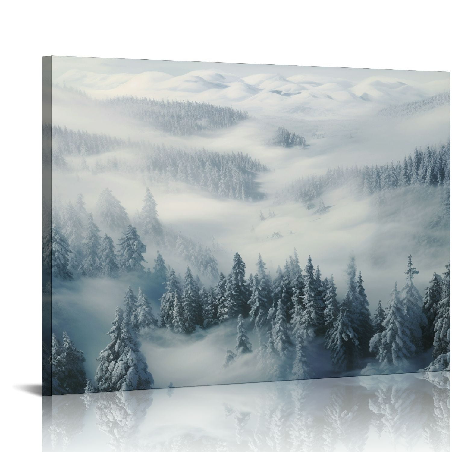 Awypu Winter pine Christmas canvas wall art abstract winter forest ...