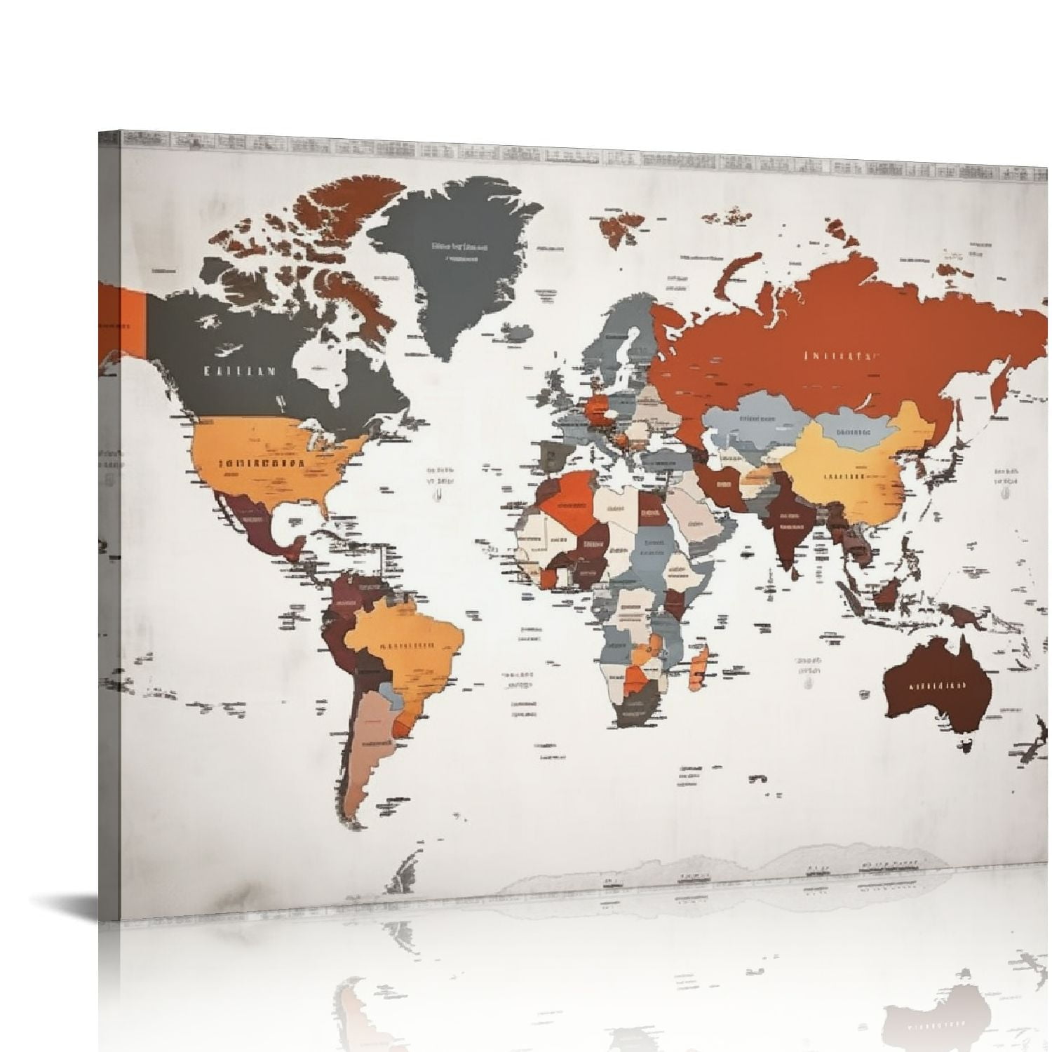 Awypu World Map Wall Decoration for Bedroom Office Wall Art Print ...