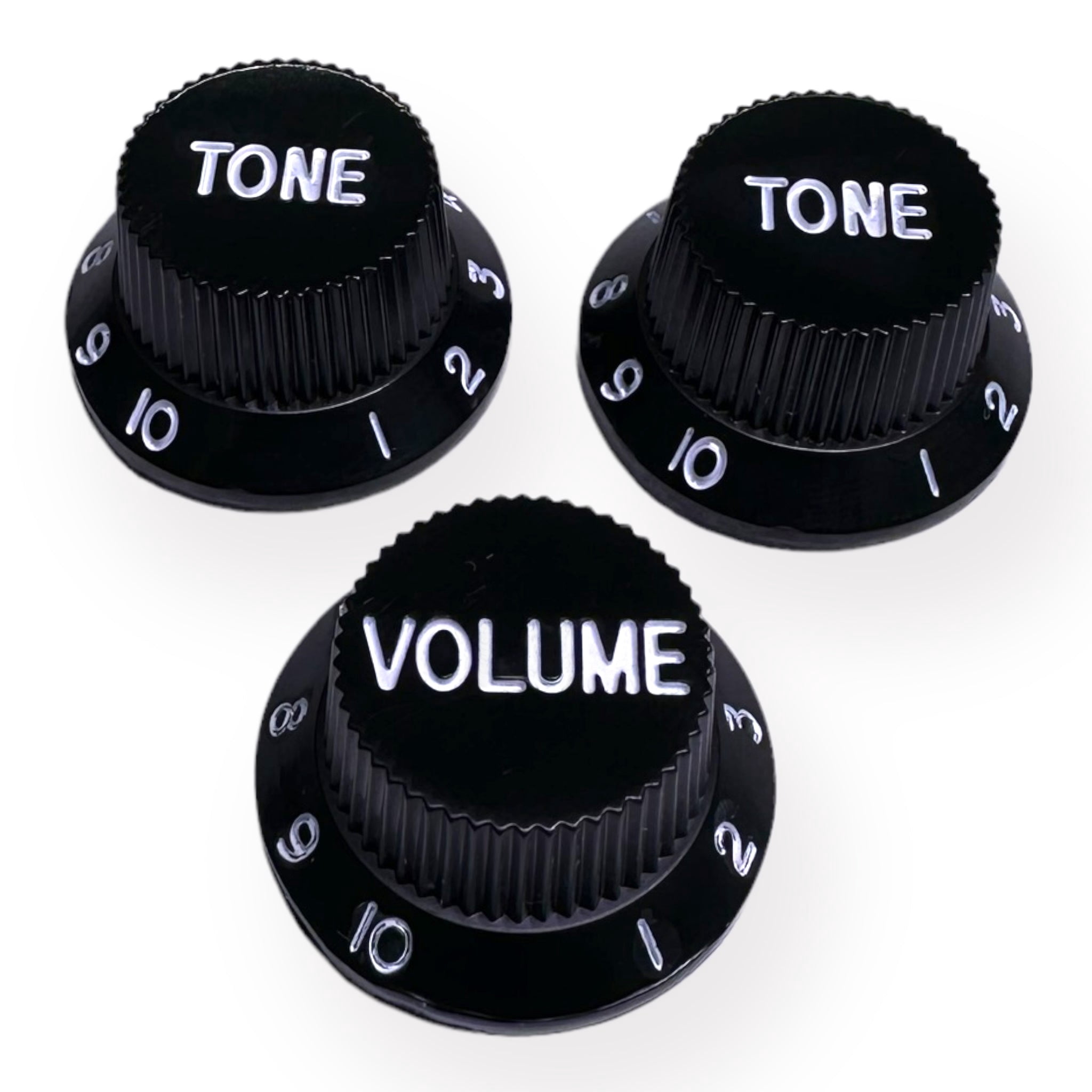 AxLabs Strat-Style Knob Kit with White Lettering (3) Black - Walmart.com