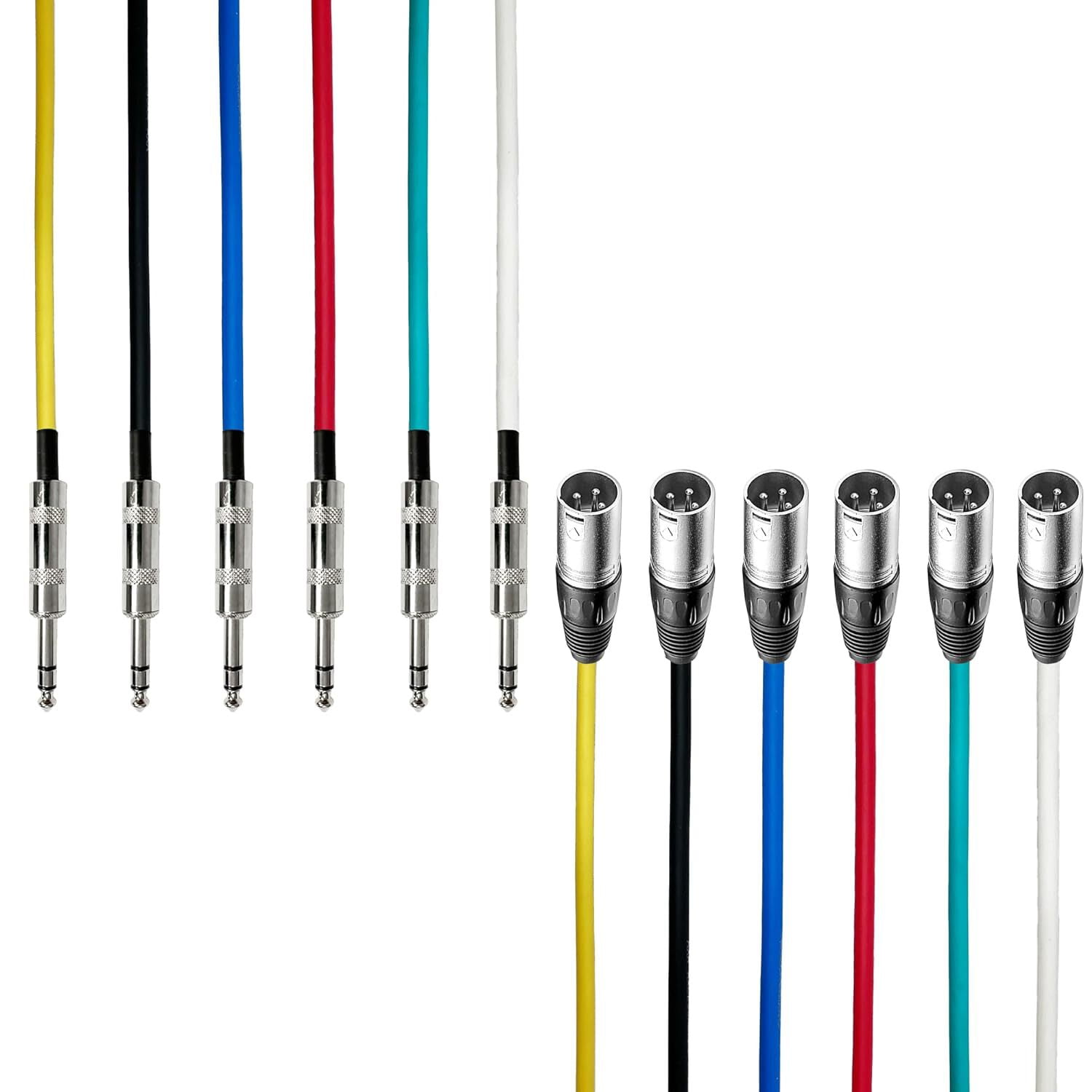 AxcessAbles Audio 1/4-Inch TRS Male to XLR Male Multi-Colored Speaker ...