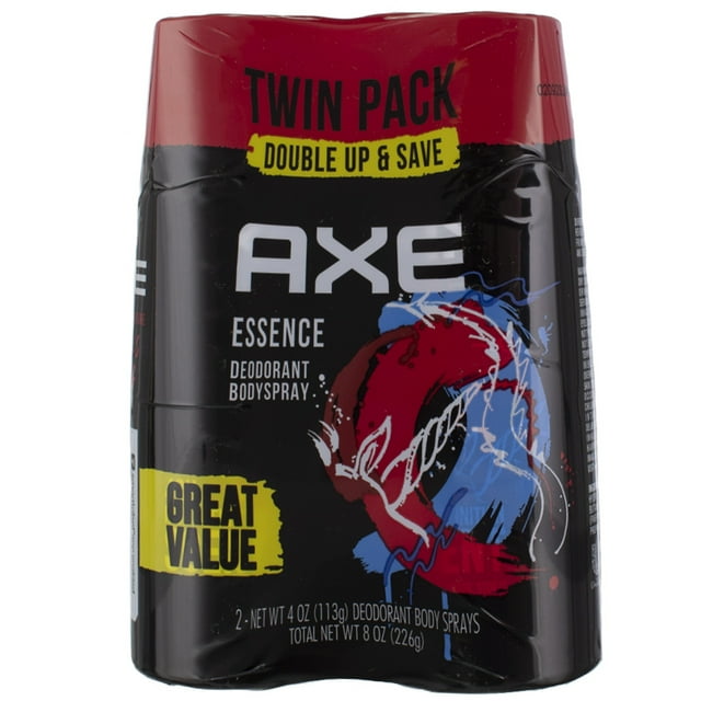 Axe Essence Deodorant Body Spray, Longlasting Fragrance, Twin Pack 4 oz ...
