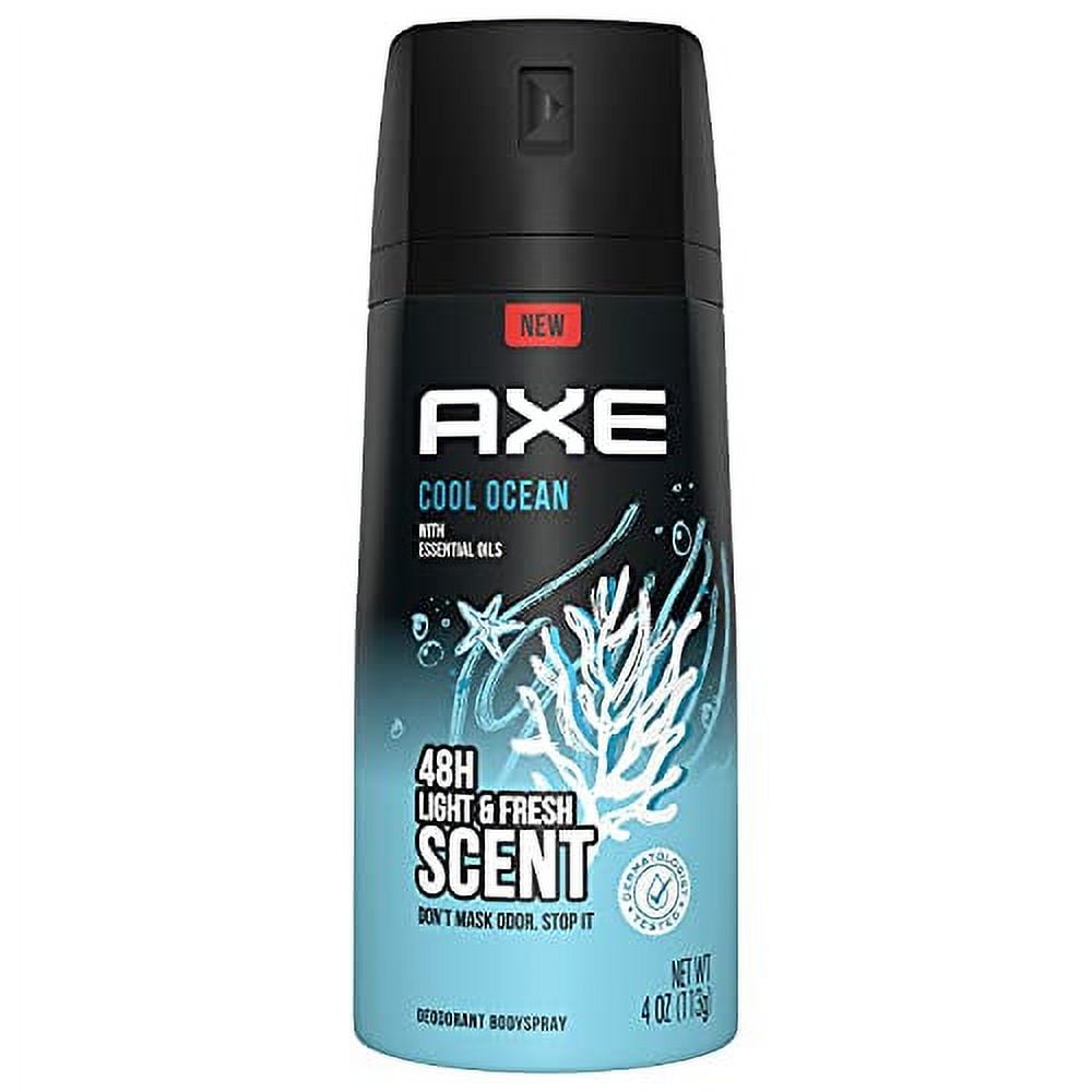 Axe Deodorant Body Spray with Essential Oils, Cool Ocean, 4 oz, 2 Pack ...