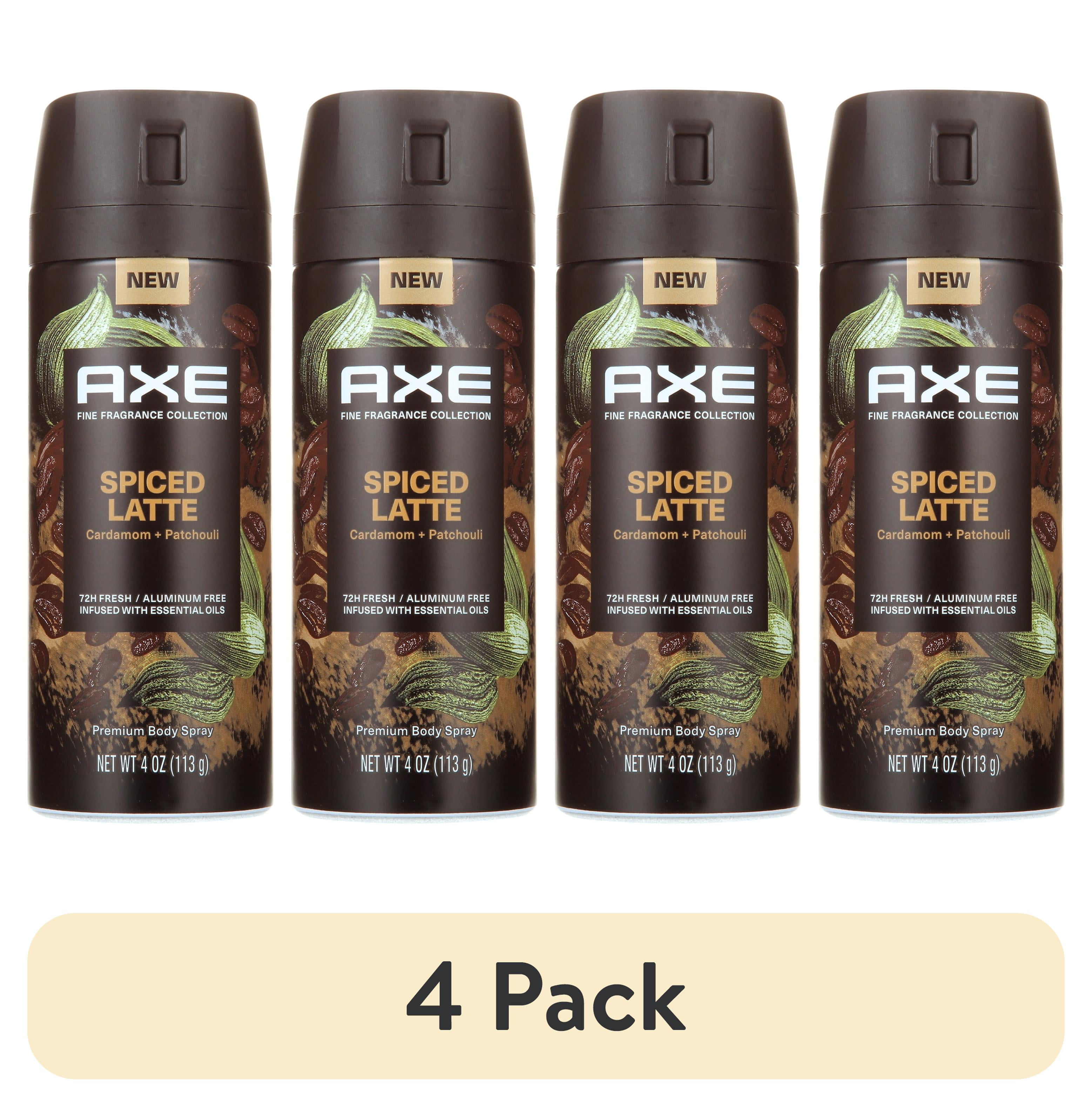 (4 pack) Axe Fine Fragrance Men's Deodorant Spray, Spiced Latte ...