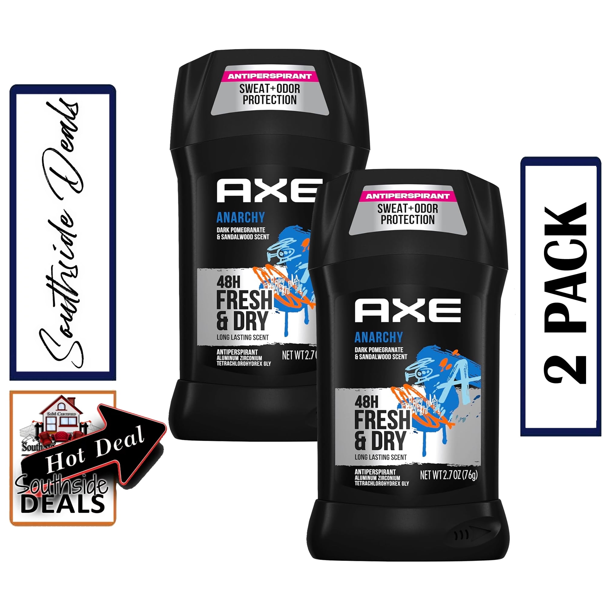 Axe Fresh Deodorant Stick, Anarchy, 3 Oz Each (2 Pack) - Walmart.com