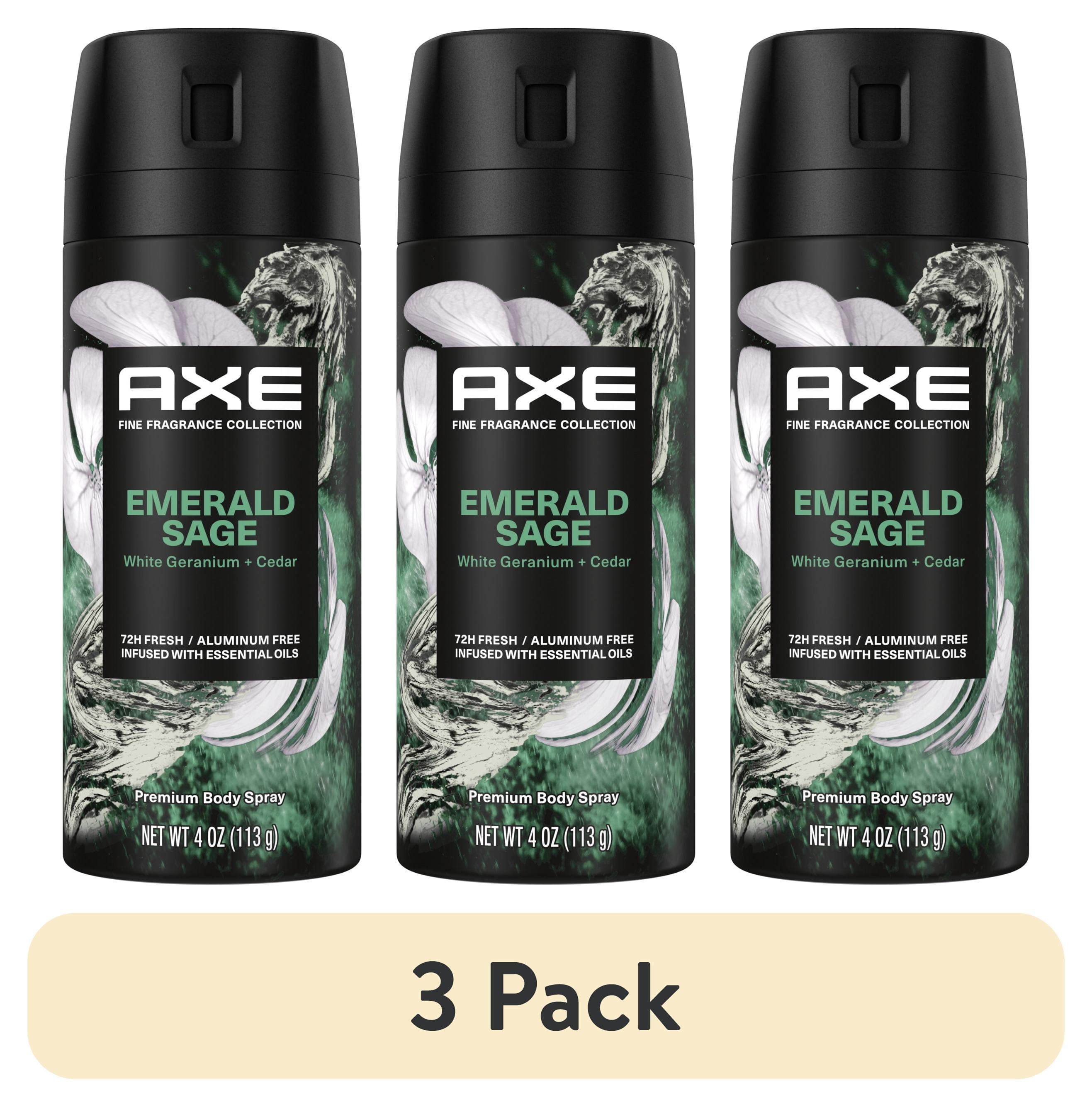 (3 pack) Axe Men's Deodorant Spray, Freshness Emerald Sage Aluminum ...