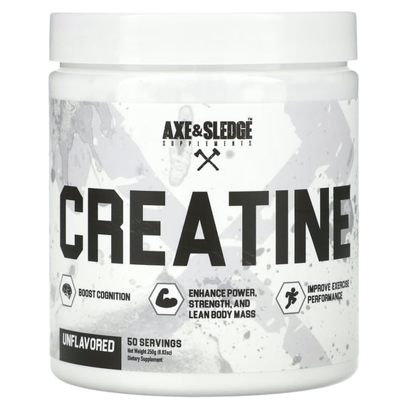Axe & Sledge Basics Creatine, Unflavored, 50 Servings - Walmart.com