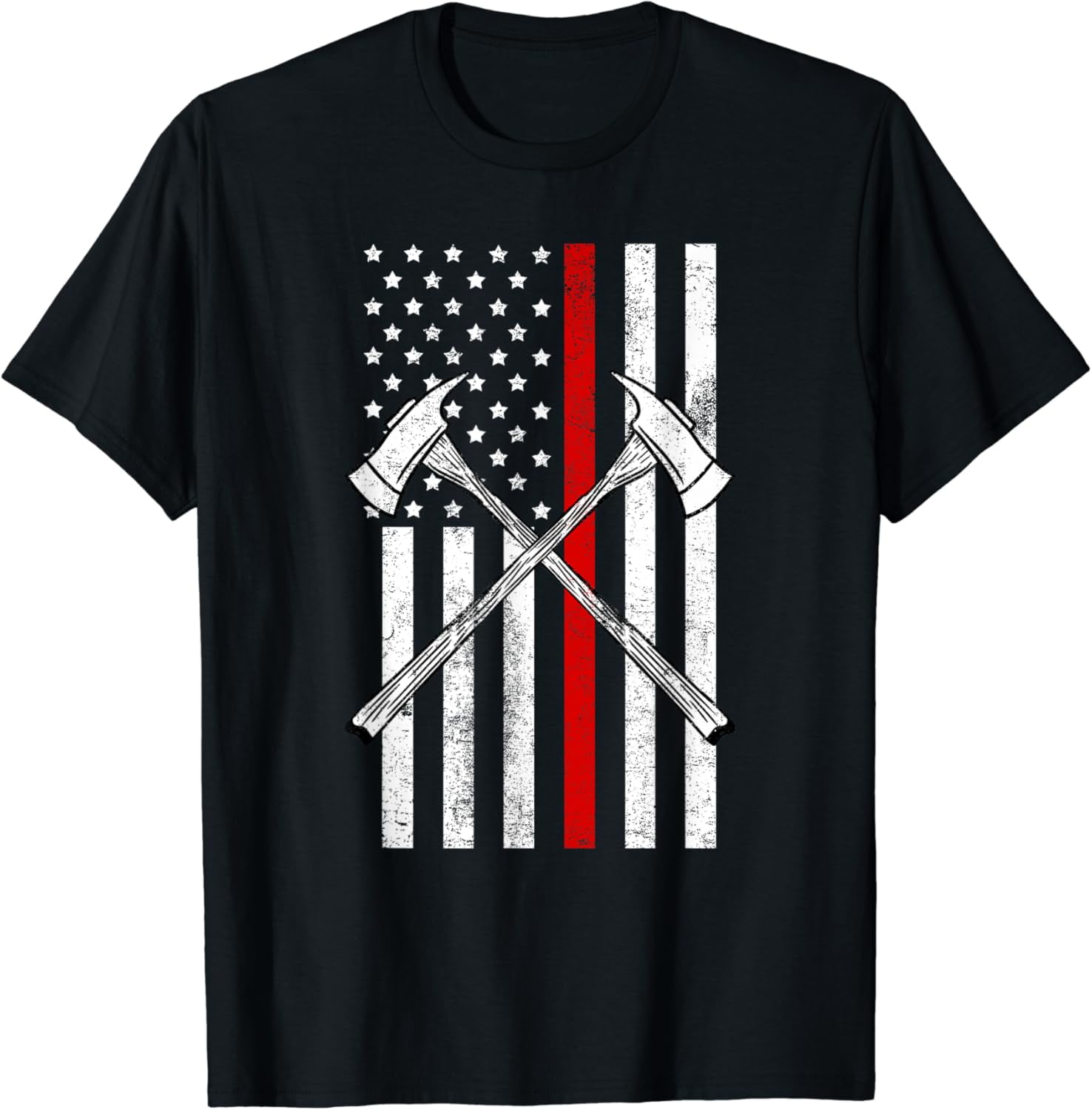 Axe Thin Red Line US Flag Cool Firefighter USA Fireman Gift T-Shirt ...