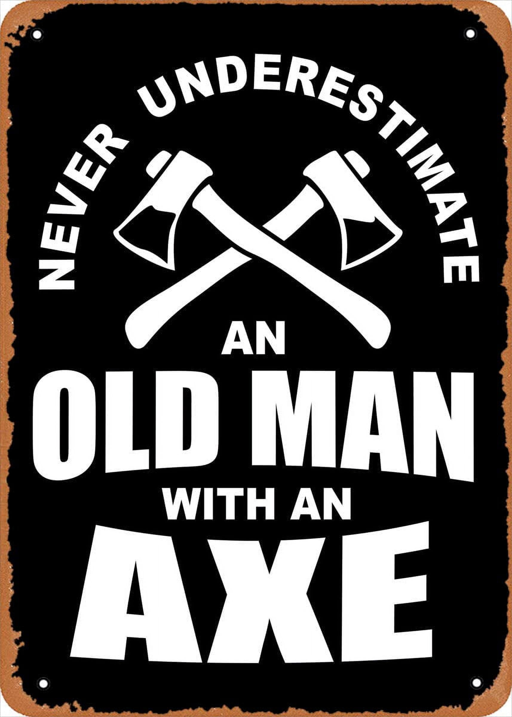 Axe Throwing Axe Throwing Old Man Poster Retro Vintage Aluminium Metal ...