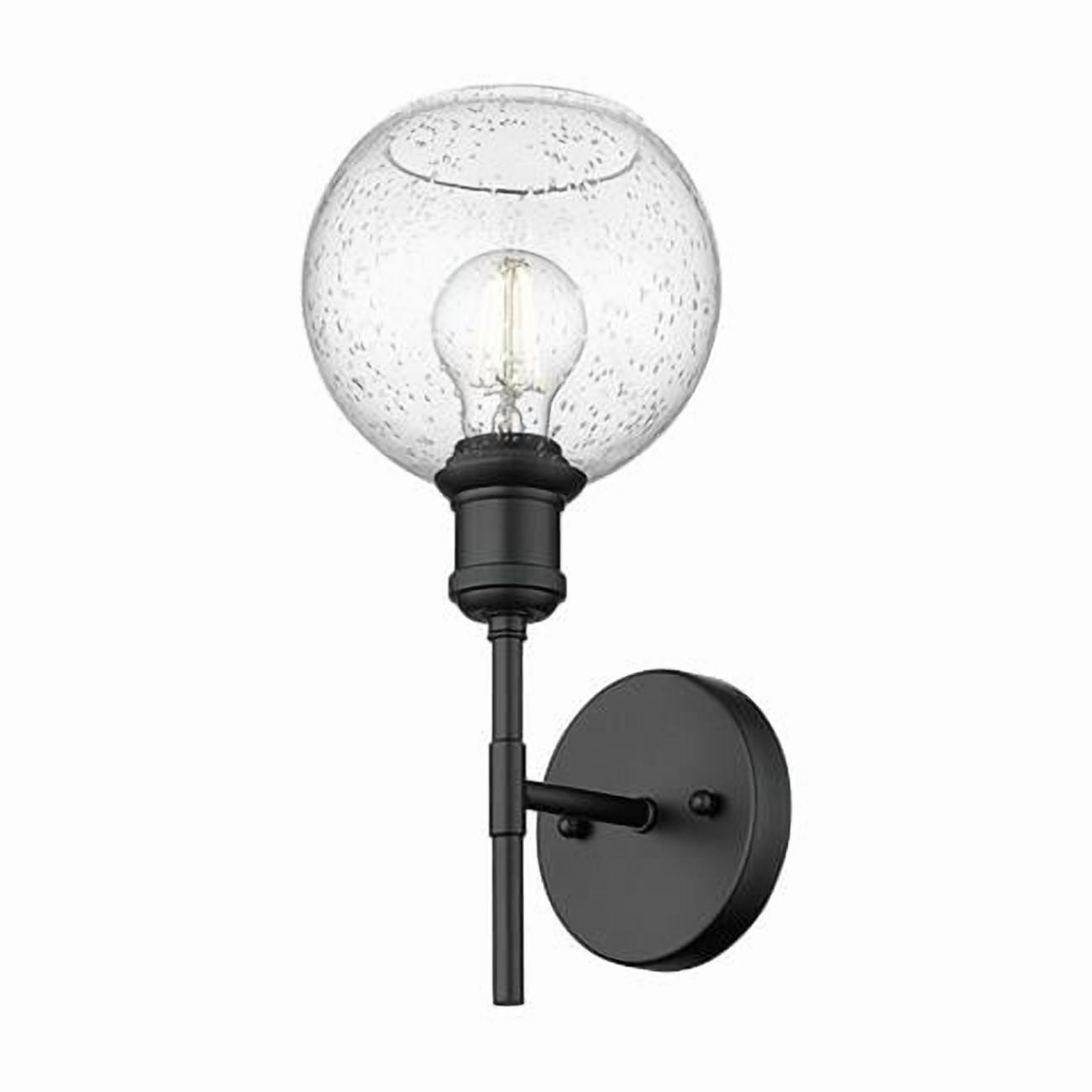 Axel 1-Light Wall Sconce in Matte Black with Seeded Glass Globe ...