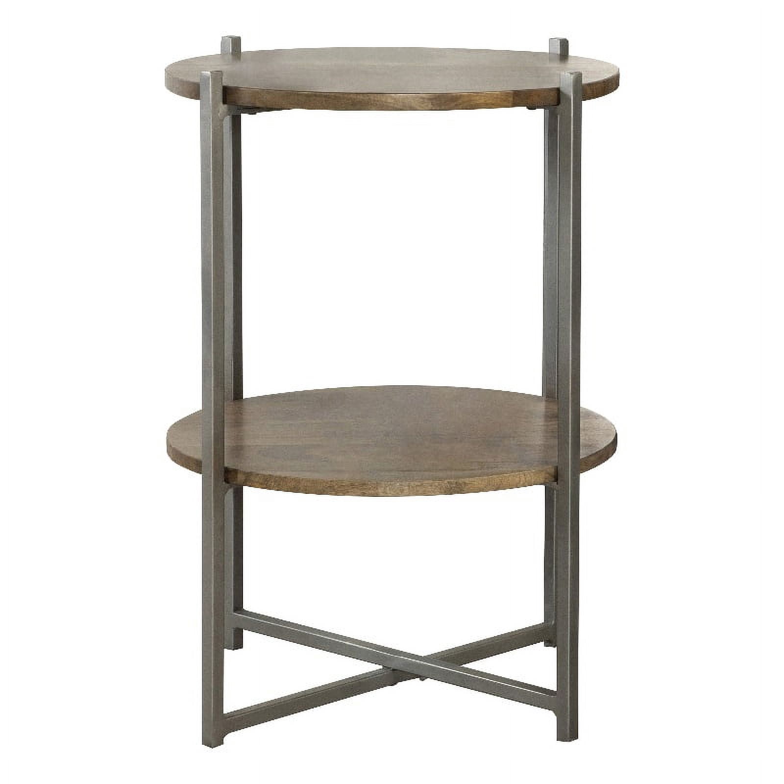 Axel Round Accent Table with Open Shelf Natural and Gunmetal - Walmart.com