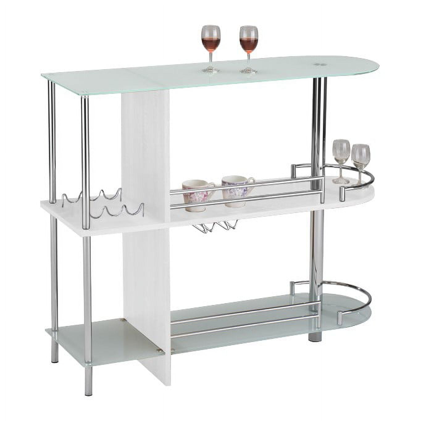 Axel Tempered Glass Storage Shelves Pub Bistro Bar Table White Wood ...