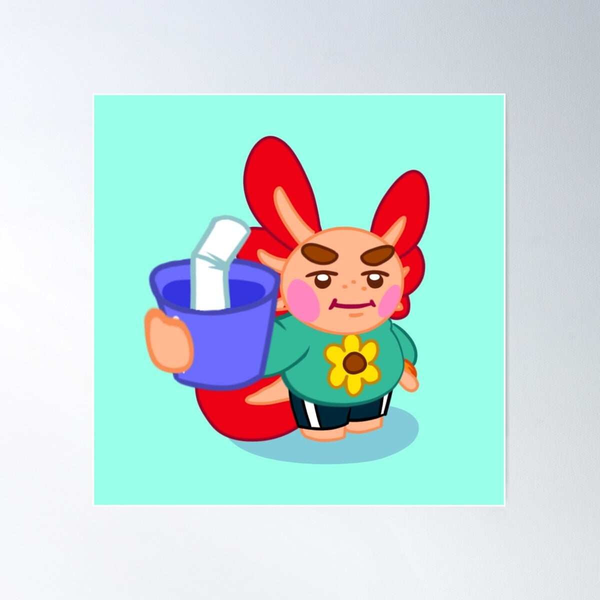 Axel The Axolotl Offering A Drink Poster Wall Art, Modern Wall Decor ...