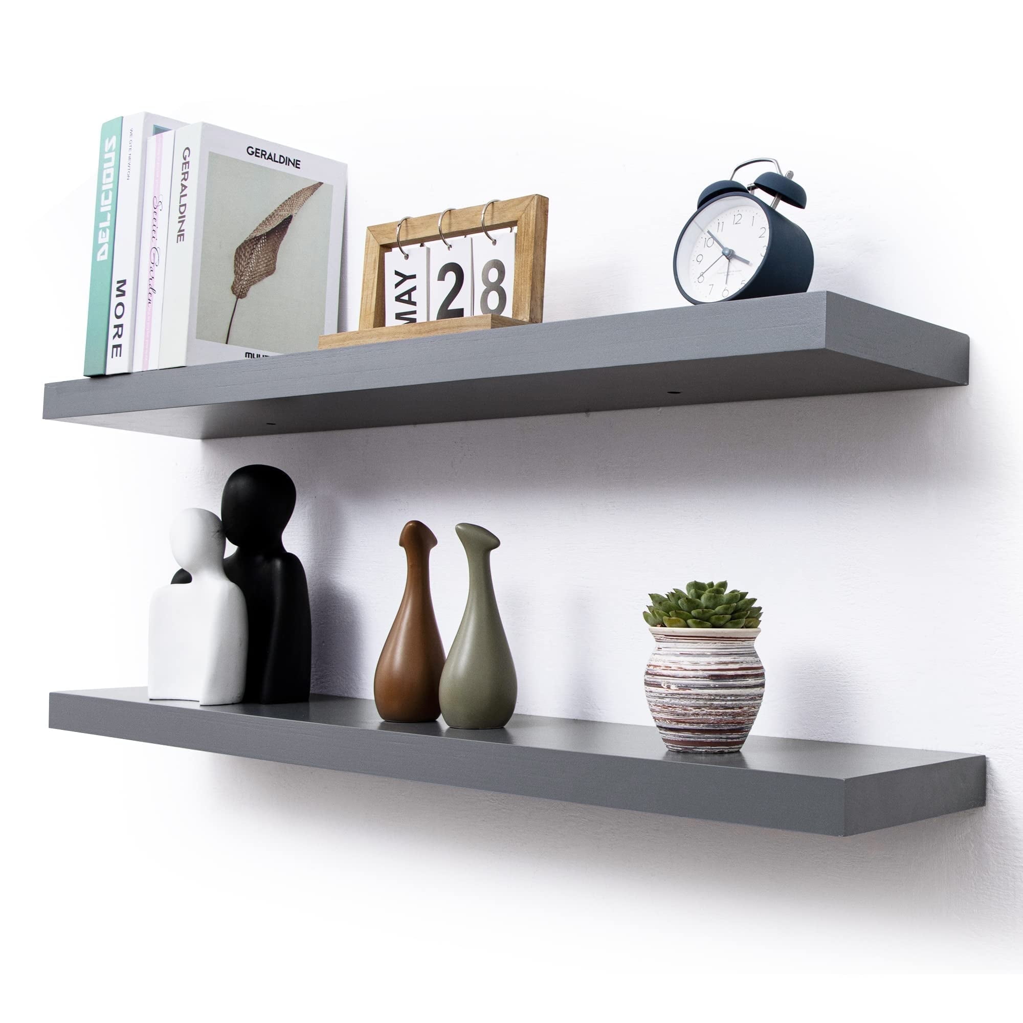 Axeman 36 Inch Solid Wood Wall Shelves Set of 2, Modern Floating ...