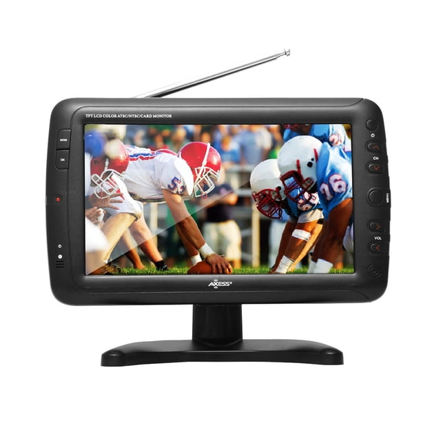 Axess 9" Portable TV ATSC with Battery, HD Screen Mode 16:9 with Rotary ...