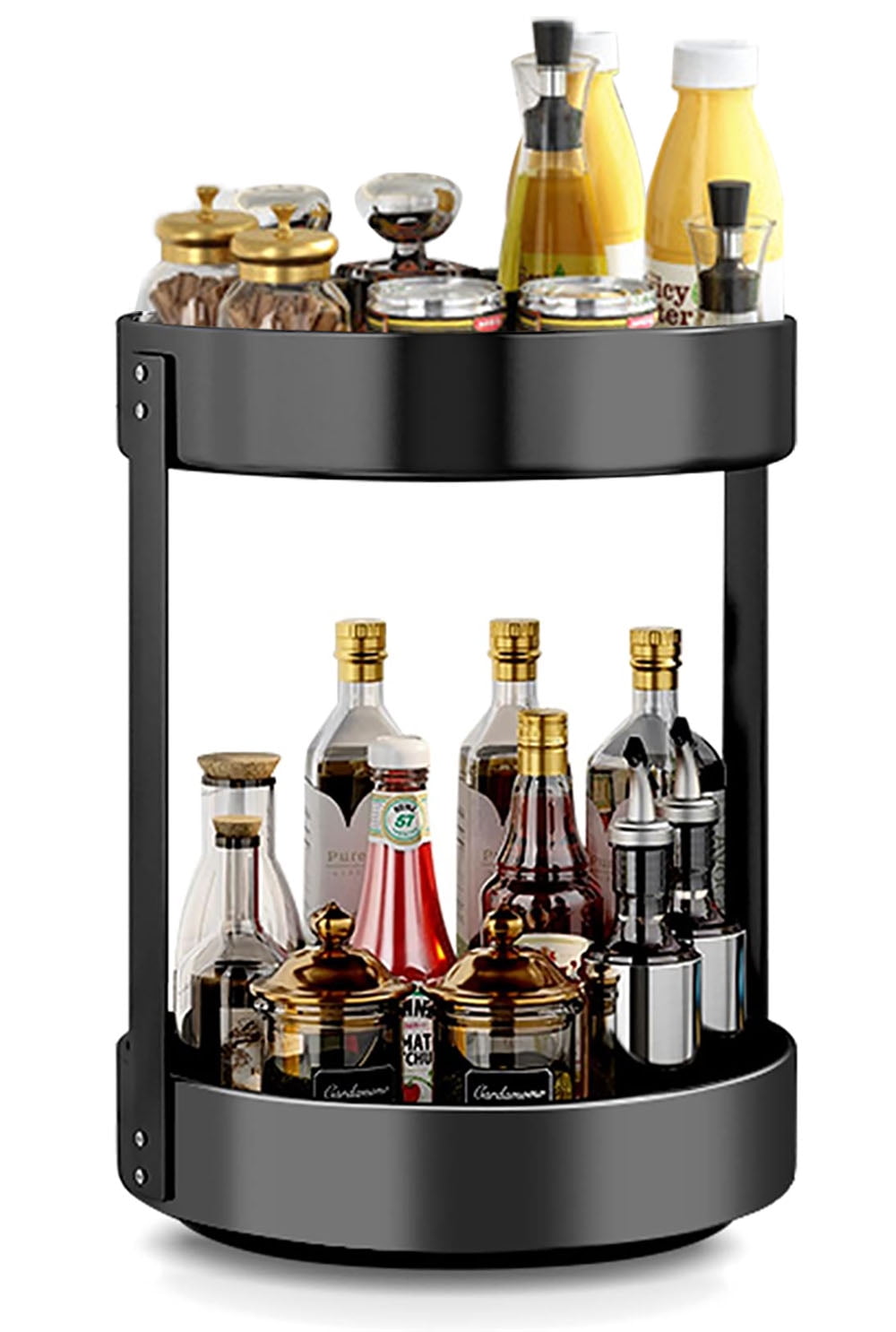 Axidou 2 Tier Rotating Spice Rack Organizer, Multifunctional Storage ...