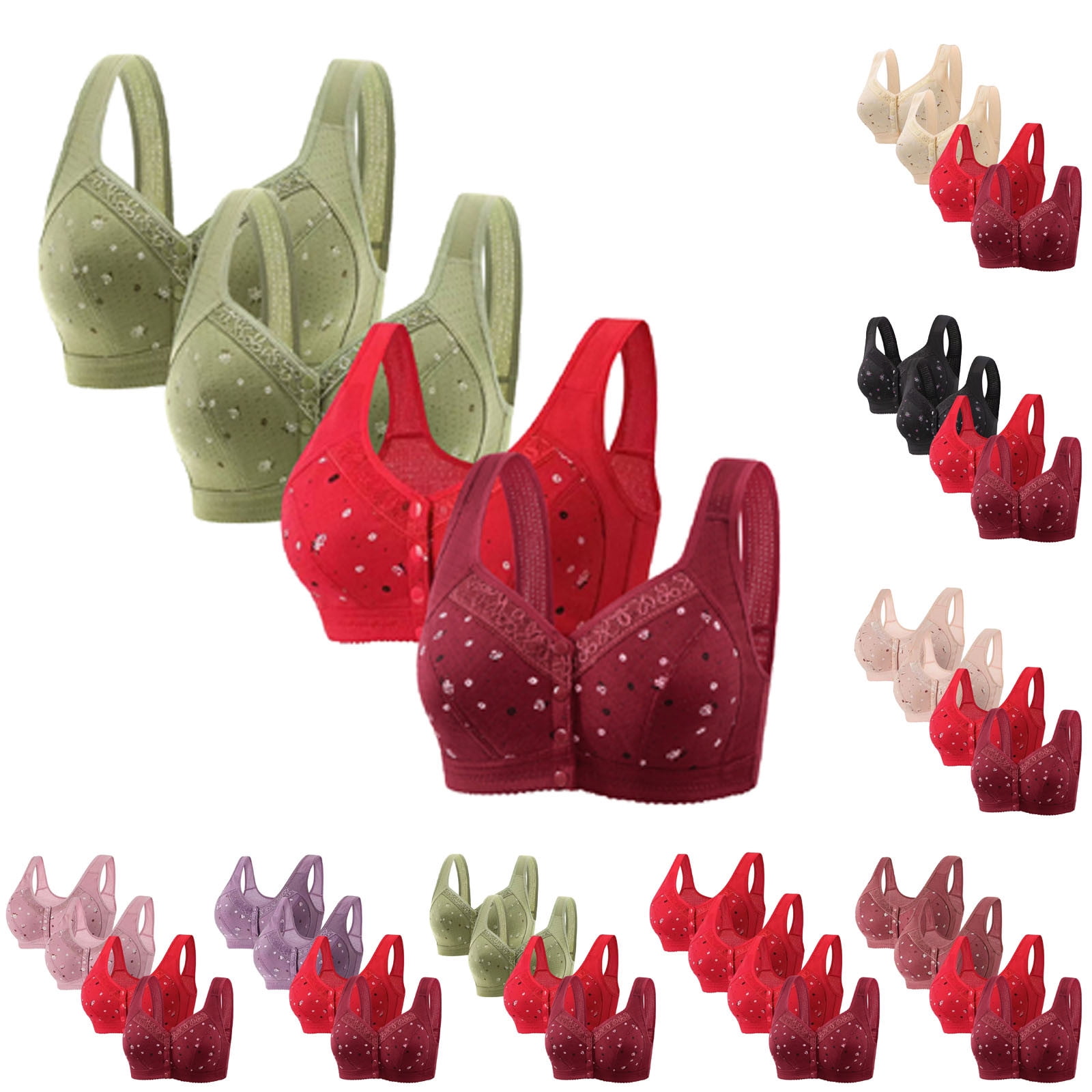 Axiiglly 4PC Front Closure Bras for Women Plus Size Push Up Bras Full ...