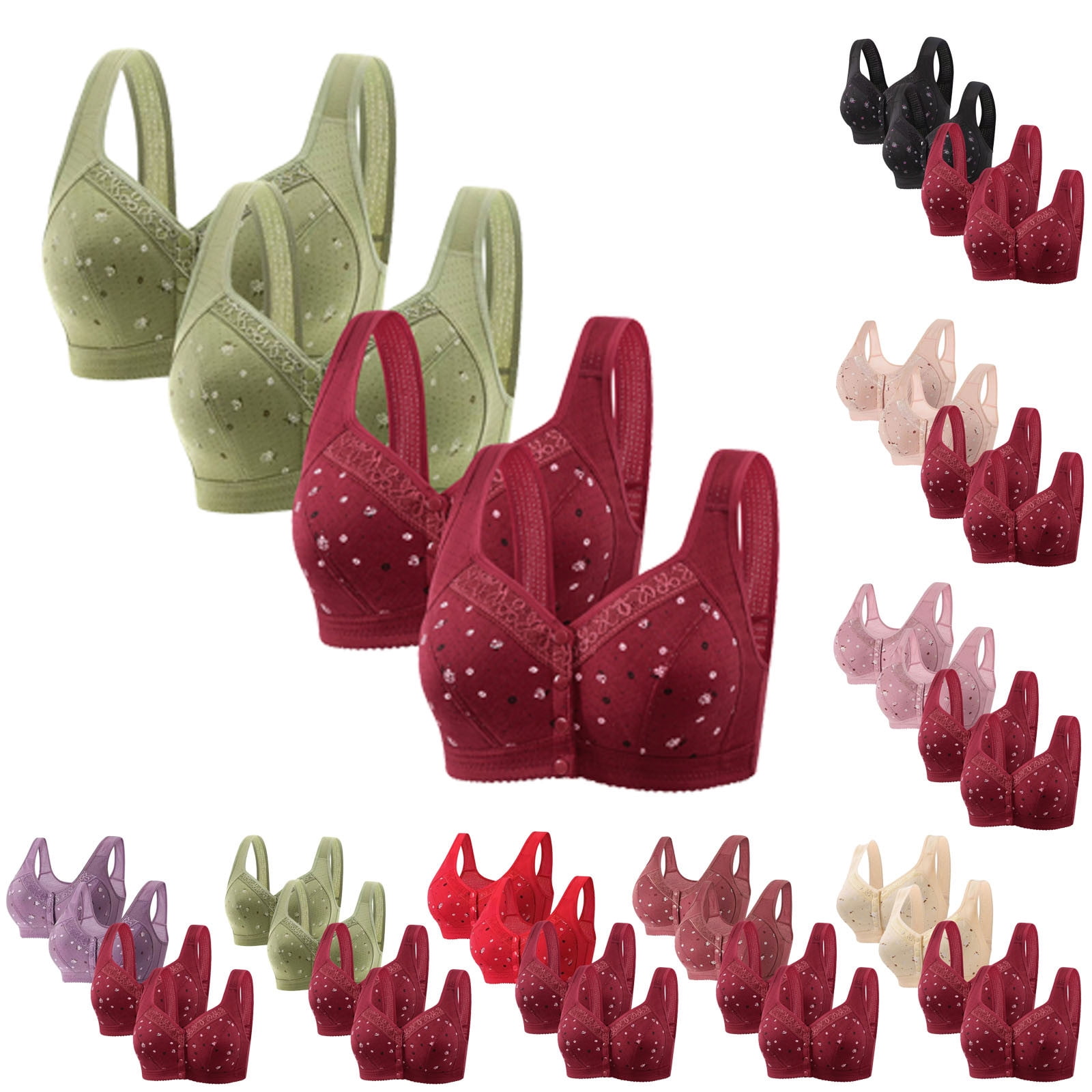 Axiiglly 4PC Nursing Bras for Women Plus Size Front Closure Bras Full ...