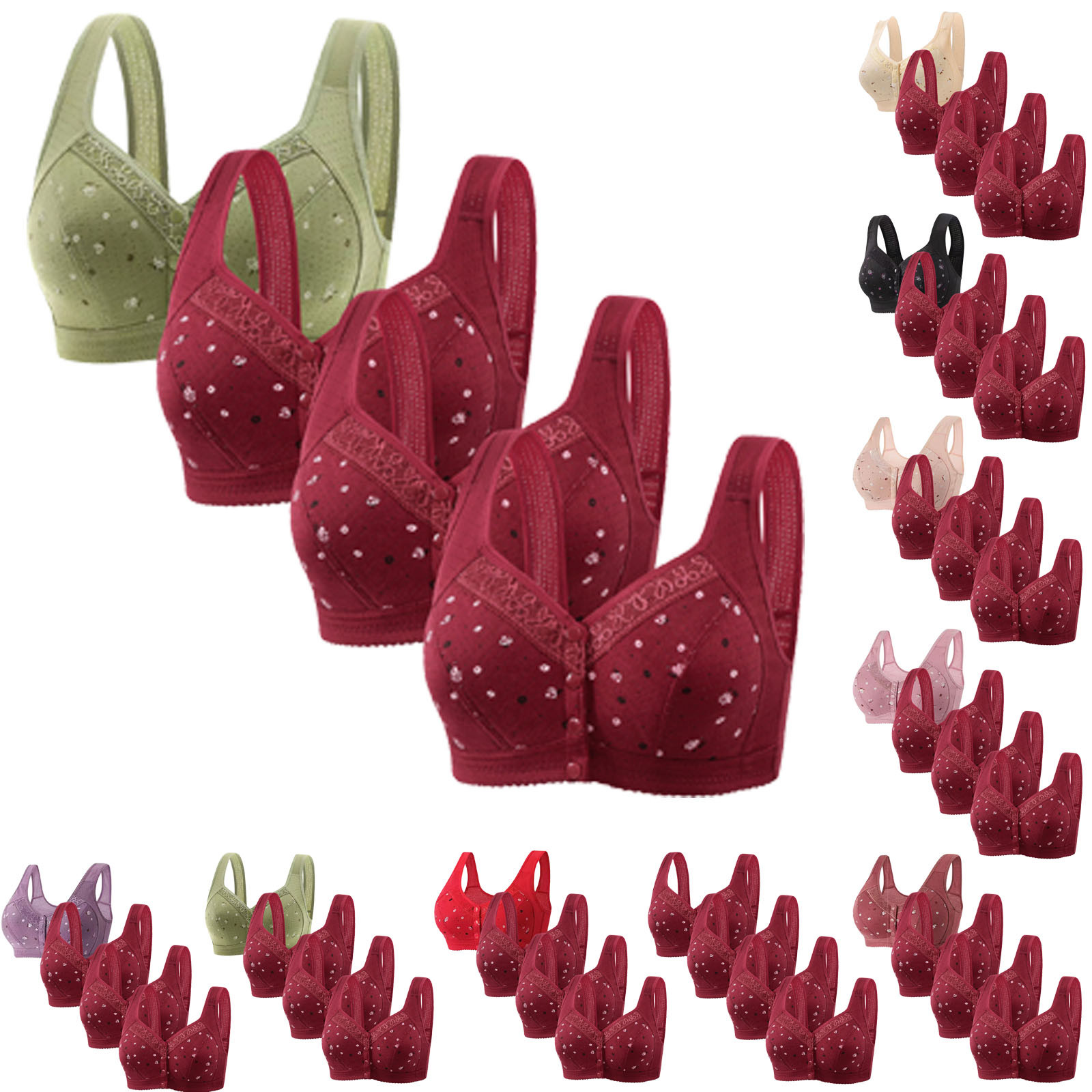 Axiiglly 4PC Nursing Bras for Women Plus Size Front Closure Bras Full ...