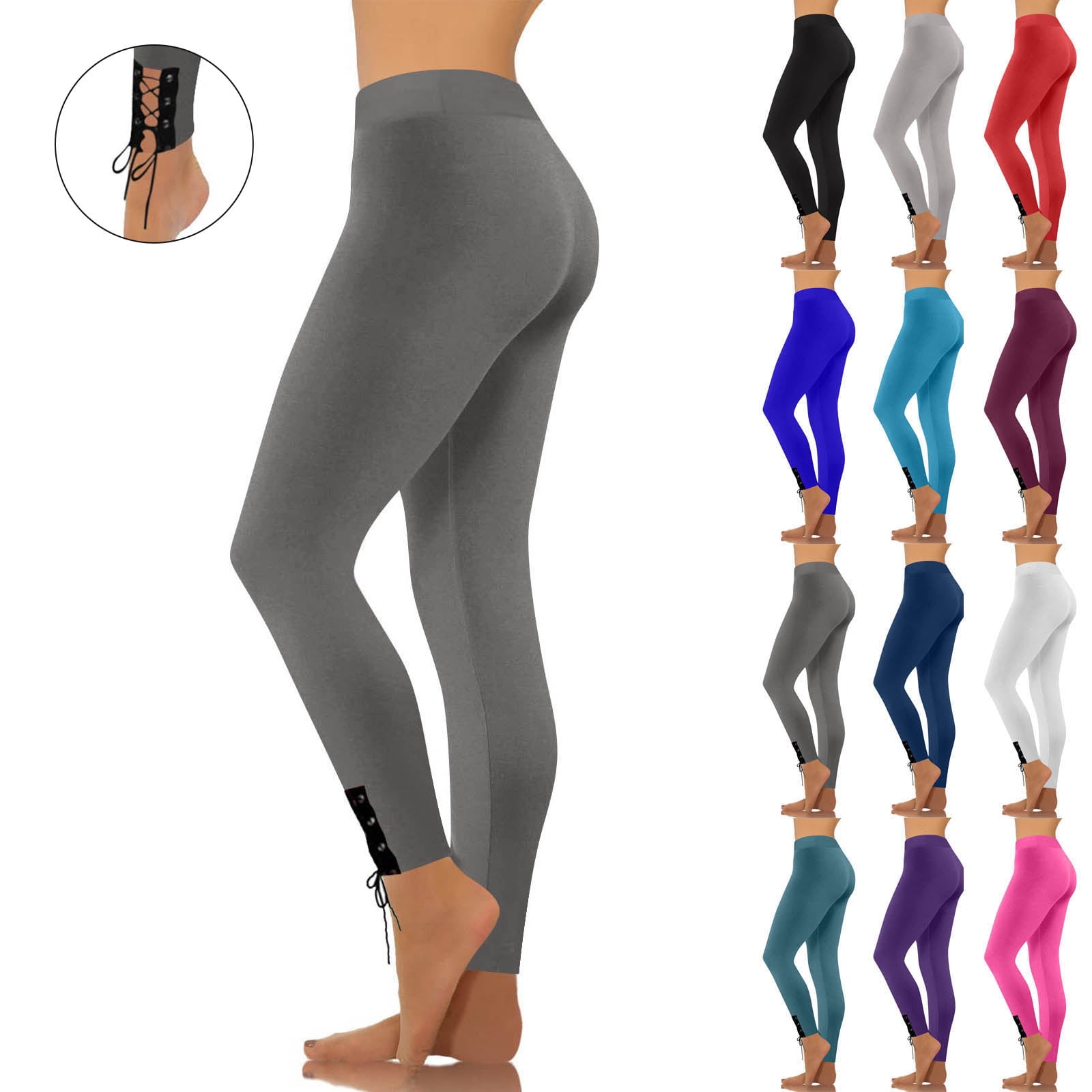 Axiiglly Athletic Leggings for Women High Waist Elastic Tummy Control ...
