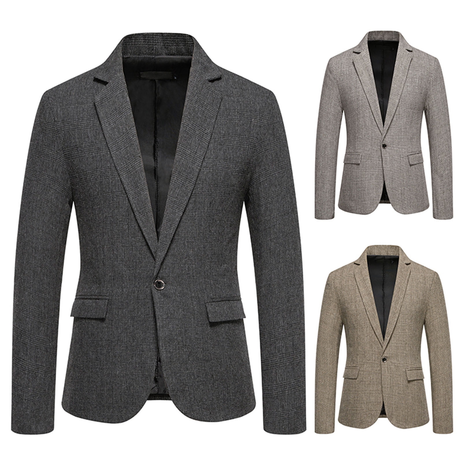 Axiiglly Blazer for Men Classic Fit Suit Jacket One Button Blazer Plus ...