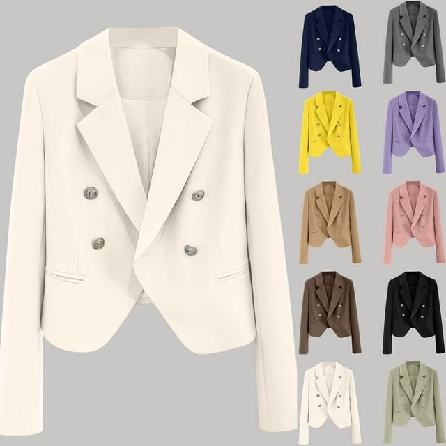Axiiglly Blazers for Women Business Casual Professional Cropped Blazer ...