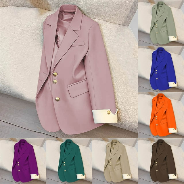 Axiiglly Blazers for Women Single Breasted Business Casual Suit Jacket ...