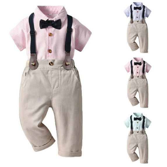 Axiiglly Boys Clothes 2 Piece Boys Suits Short Sleeve Striped Shirt ...