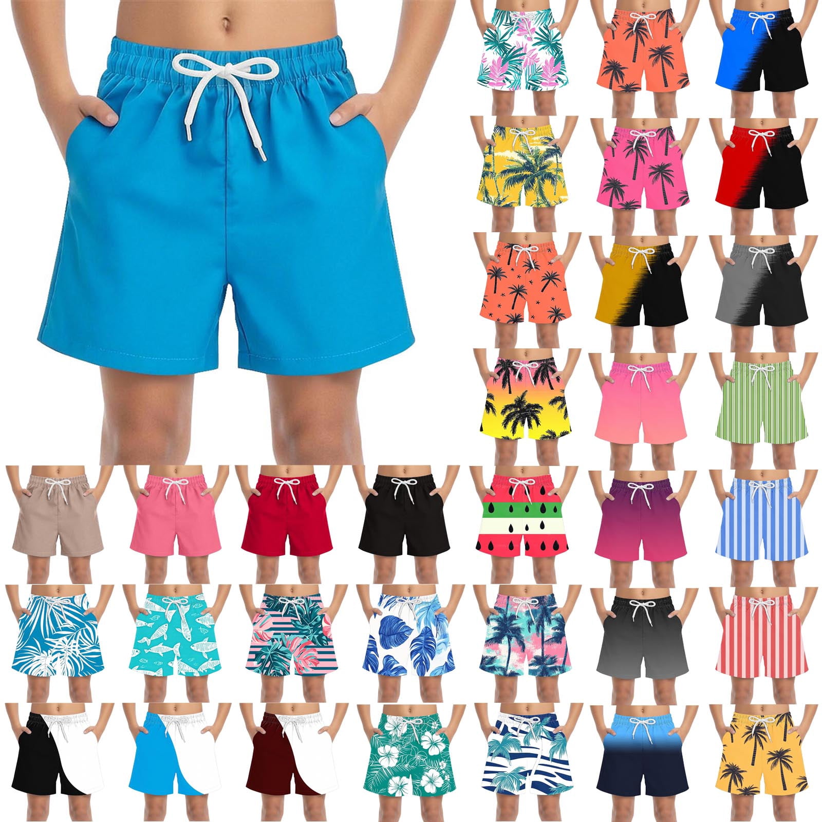 Axiiglly Boys Swim Trunks Drawstring Racing Youth Competetive Quick Dry ...