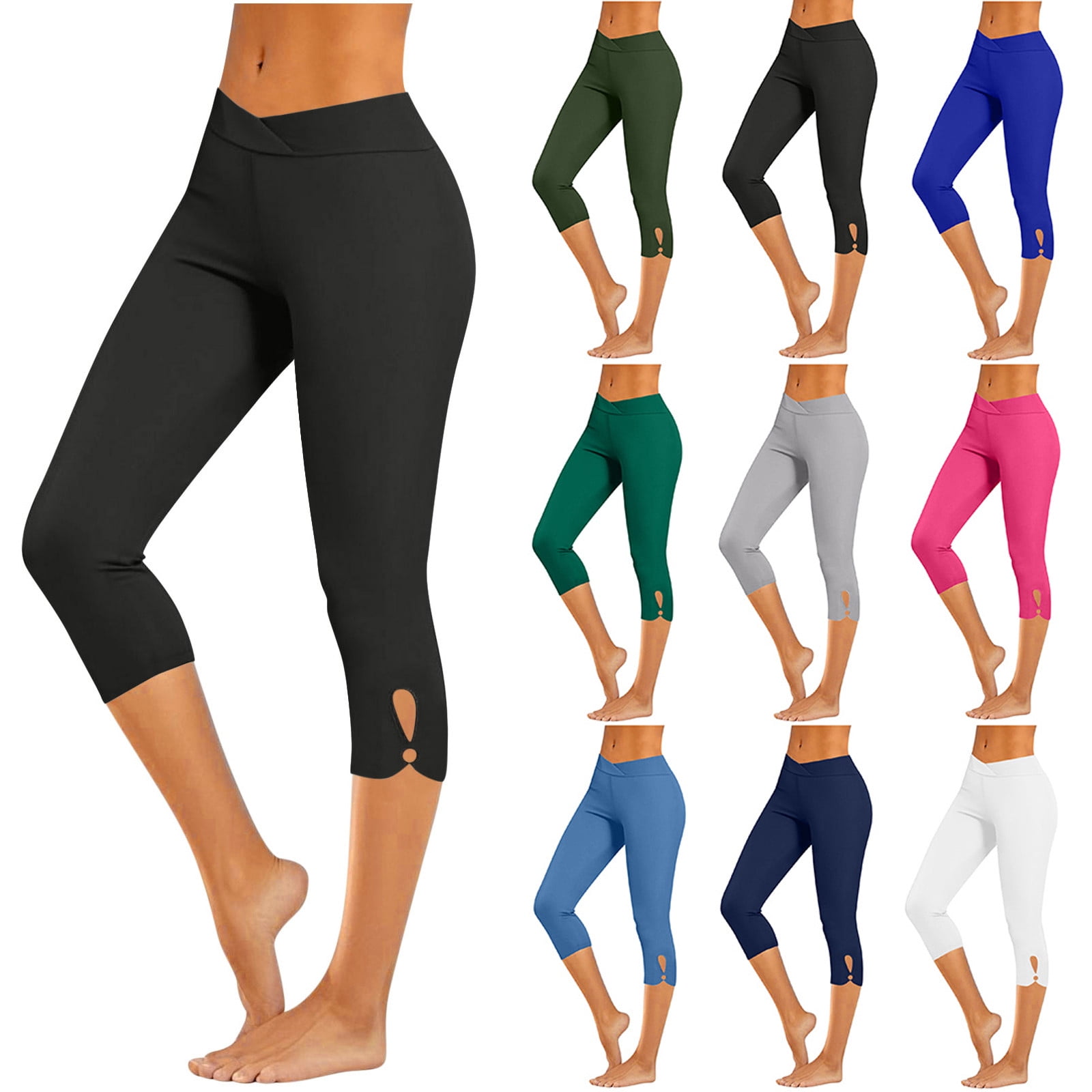 Axiiglly Capri Pants for Women Plus Size High Waisted Yoga Pants Lightweight Stretch Straight ...