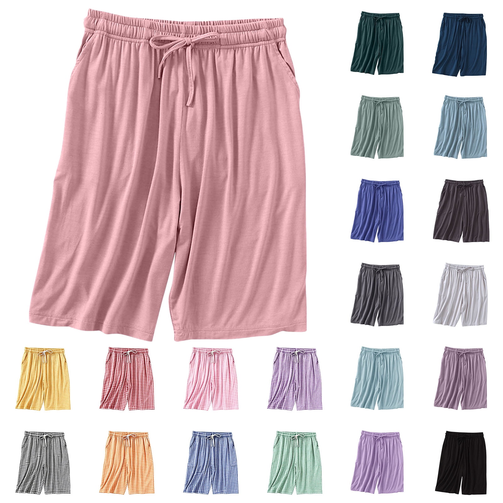 Axiiglly Cotton Shorts for Woman Comfy Soft Pajama Shorts Solid Color ...