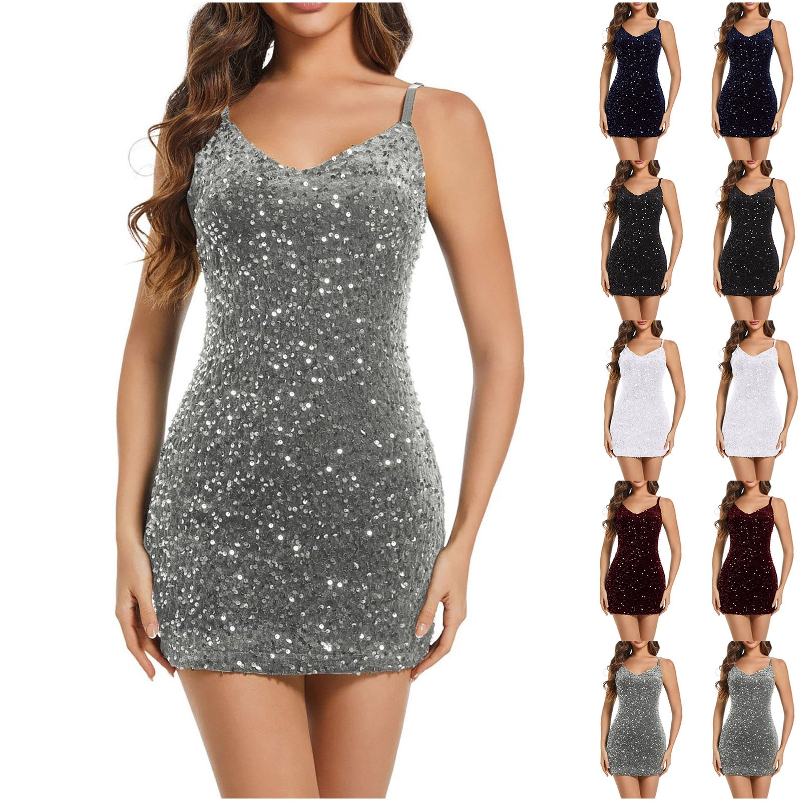 Axiiglly Homecoming Dresses for Teens Spaghetti Strap Glitter Cocktail ...
