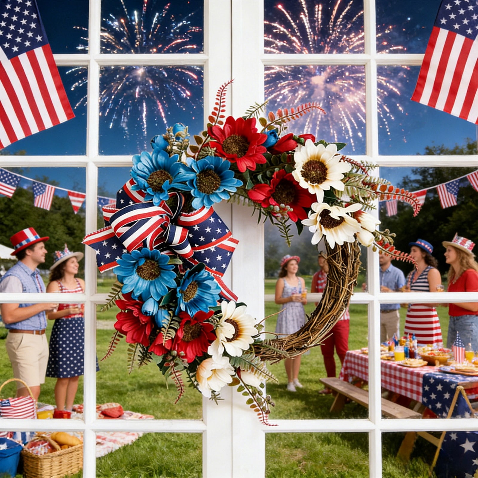 Axiiglly Independence Day Wreath Patriotic American 4th of July Fake ...