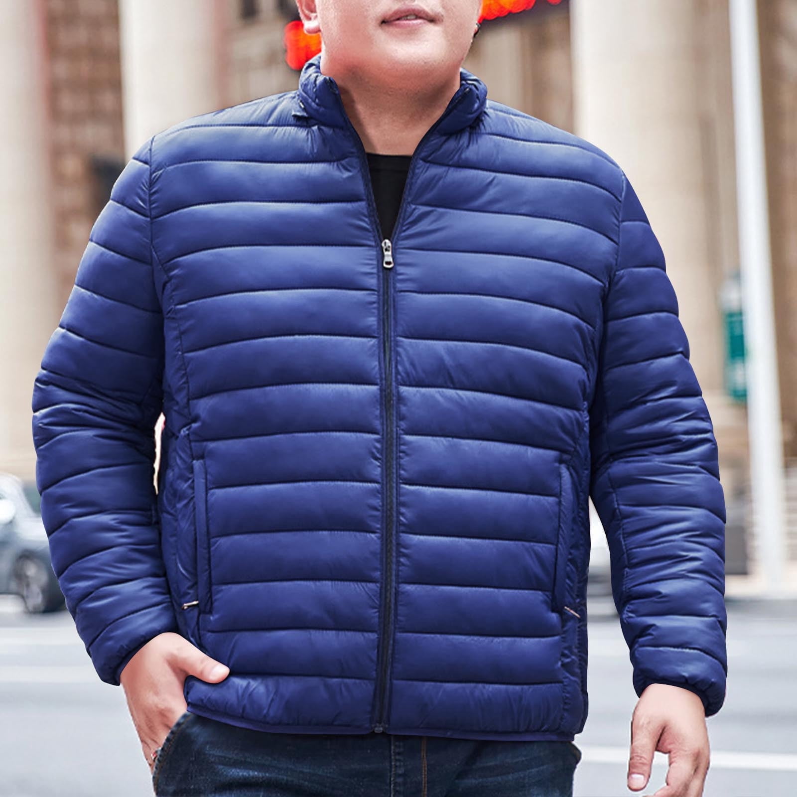Axiiglly Jackets for Men Zipper Up Warm Winter Jackets Solid Color ...